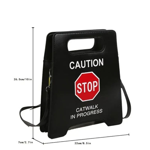 Bags | Trendy Caution Sign Handbag | Poshmark